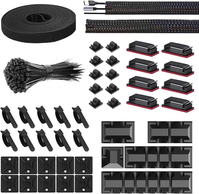 Kit de gestion des câbles, 146Pcs Tidy for Home Office under Desk- 100 ...