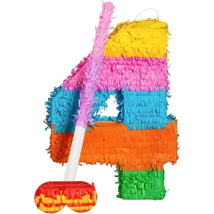 Fax Potato Ensemble Pinata Numéro 4 avec Bâton et Bandeau - Bâtoleu ...