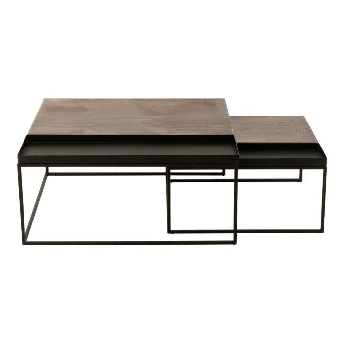 Lot de 2 Tables Basses Gigognes "Kelsey" 80cm Bronze & Noir - Cdiscount ...