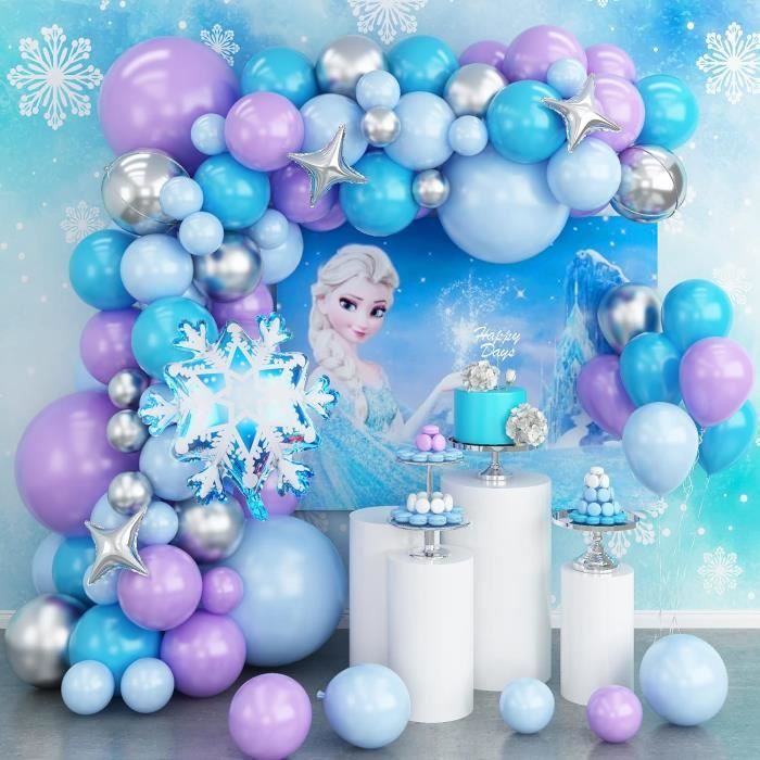 Kit D'Arche De Ballons La Reine Des Neiges - Bleu Argenté Et Violet ...