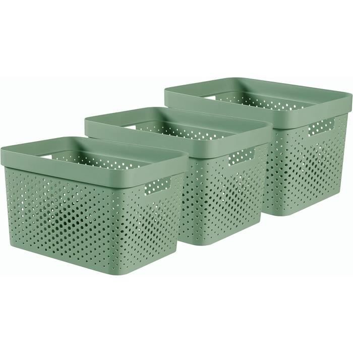 Infinity Dot Lot De 3 Paniers Verts En Résine Et Plastique 17 L[n1040 ...