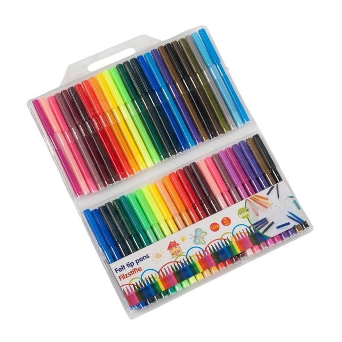 Feutres, crayons de couleur Pochette de 50 feutres multicolores ...