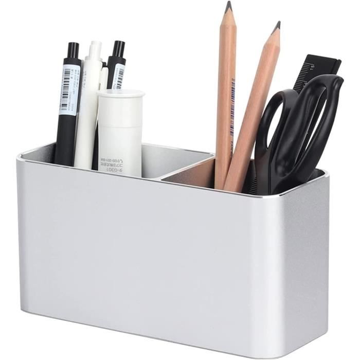 Pot à Crayon Organiseur Pot à Stylo Rond en Métal à 2 compartiments ...