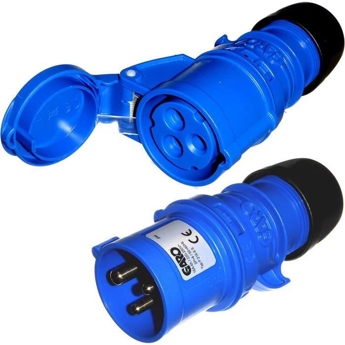 Iec/cee 16a Prise Coupleur 3 Pôles 2p + E 230v Bleu - Cdiscount Bricolage