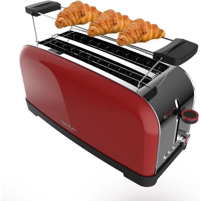 Grille-Pain Vertical 2 Fentes Longues Toastin' Time 1500 Rouge. 1500 W ...
