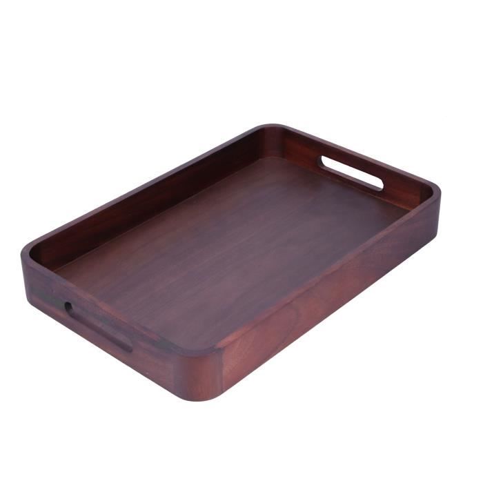 Cikonielf Tea Tray, Wood Serving Tray Open-Hole Handle for Home for ...