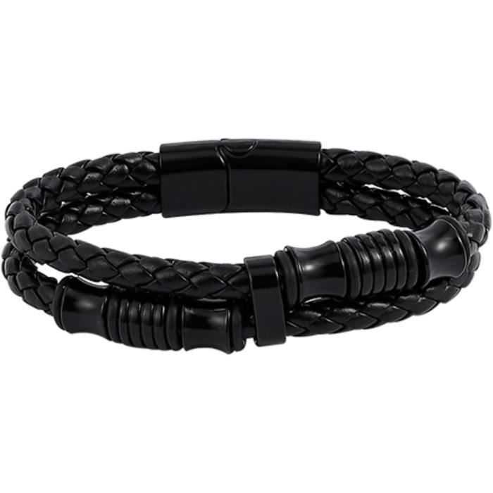 Hommes Bracelet Pu Lerder Arbre De Vie Croix Joints Bambou Multicouche ...