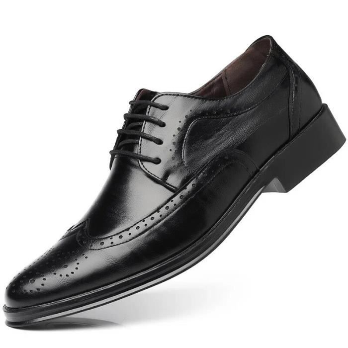 Chaussures en cuir richelieu à lacets pour hommes - AY™ - Noir ...