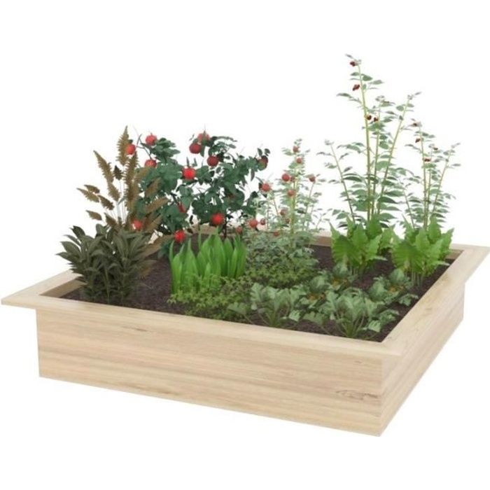 Jardinière Carre Potager Exterieur Anti-Limaces Bois Massif Luxe, Bac ...