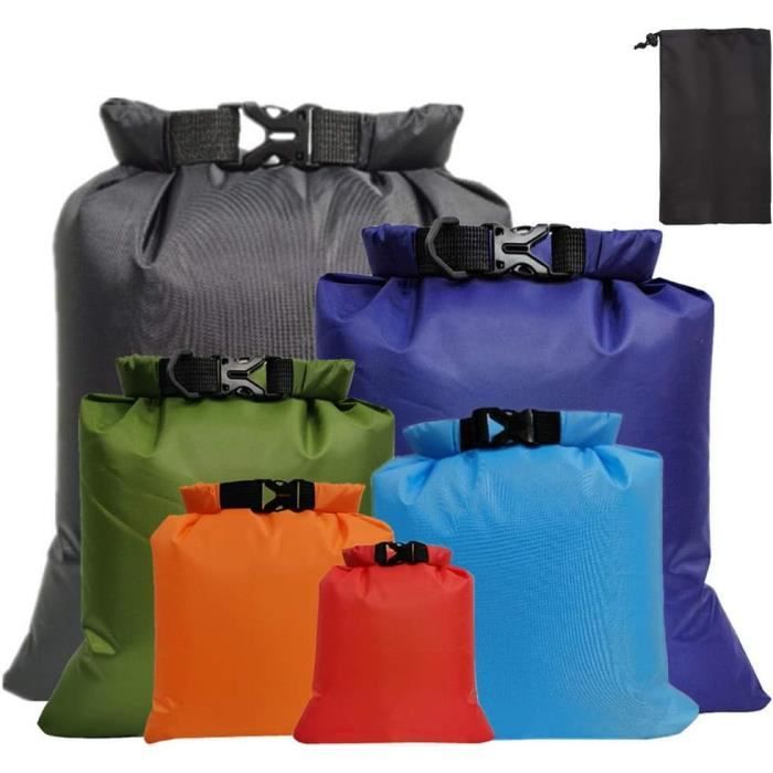 Kuou Lot de 6 sacs étanches légers et flottants pour rafting, bateau ...