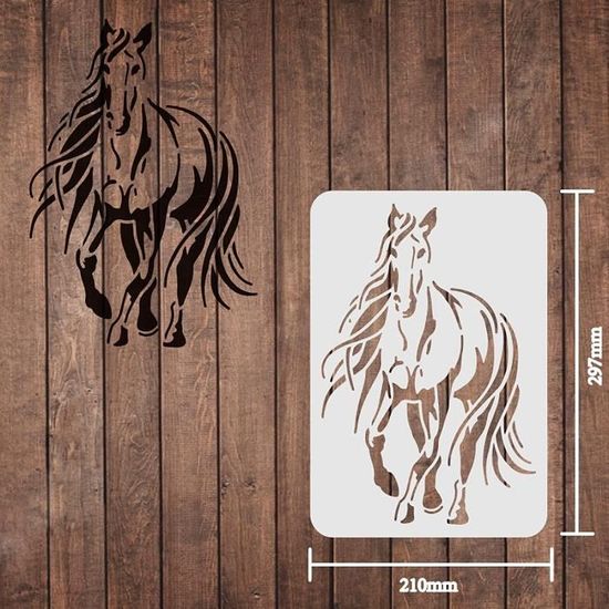 FINGERINSPIRE Pochoir à dessin de cheval 29.7x21cm Pochoir réutilisable pour la peinture d ...