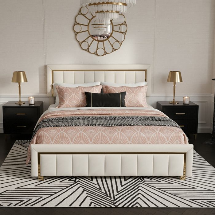 Lit Coffre 160x200cm Lit capitonné double Lit adulte - Structure du lit ...