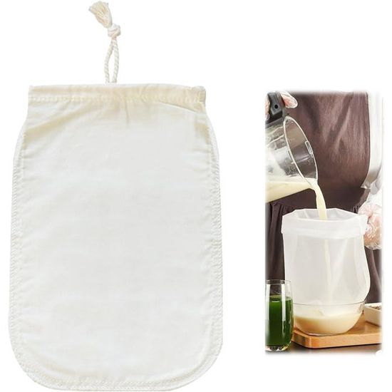 Sac à lait végétal chanvre bio 30x20cm réutilisable, filtre écologique ...