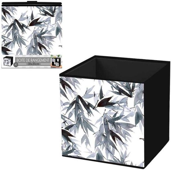 Cube de rangement 'Bambou' gris blanc - 31x31 cm [Q4501] - Cdiscount Maison