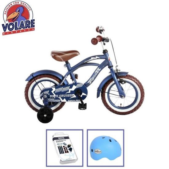 Vélo pour enfants - Volare Blue Cruiser - 12 pouces - Bleu - Y compris ...
