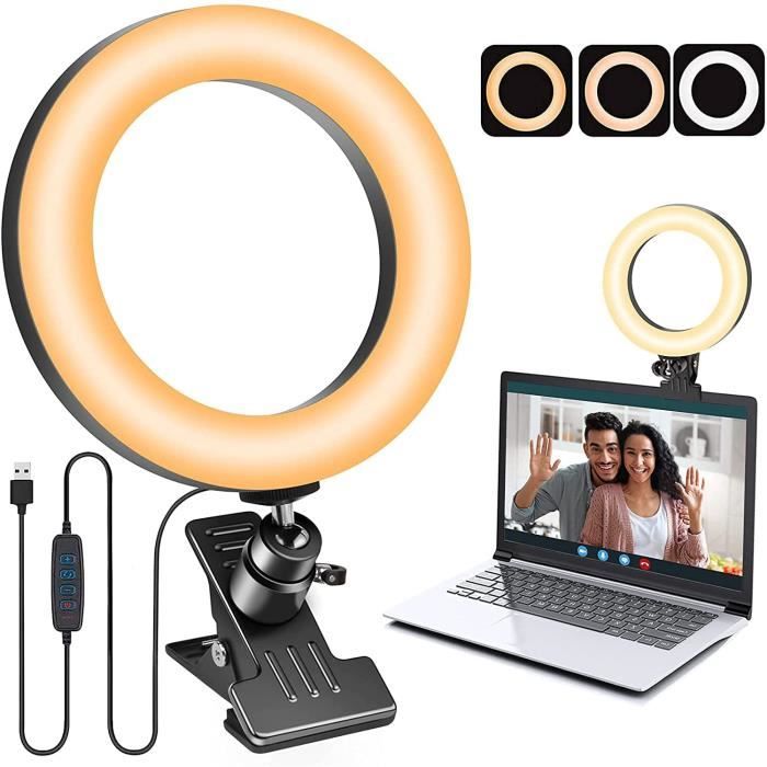 LED Ring Light, Kit d'éclairage de vidéoconférence avec Clip 2.5”-6cm ...