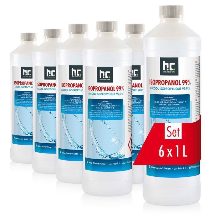 Höfer Chemie Isopropanol 99,9% 6 x 1 L - Alcool isopropylique pour ...