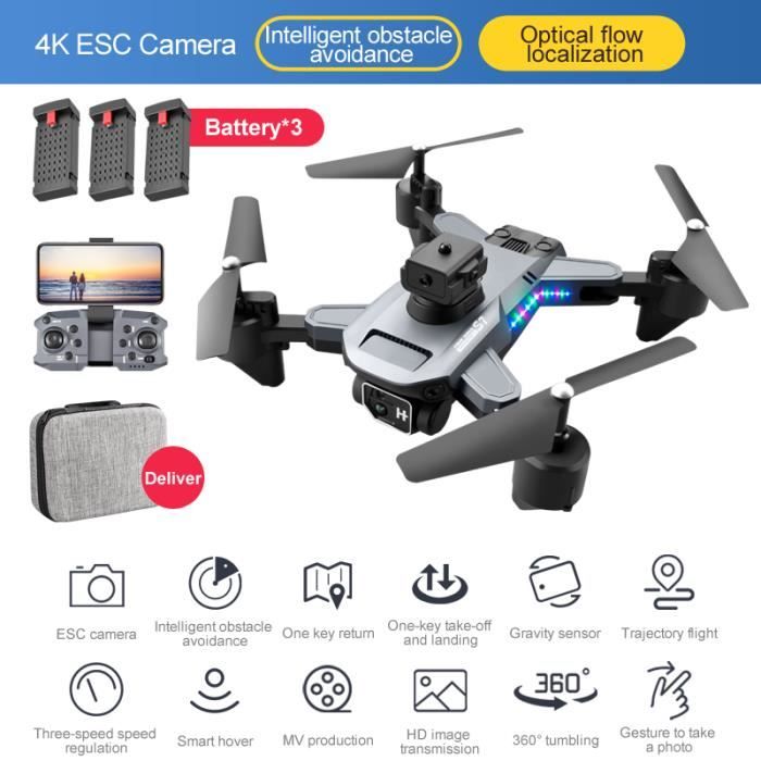 Double C-Noir-3B - Drone Q7 avec caméra HD 4K professionnelle ...