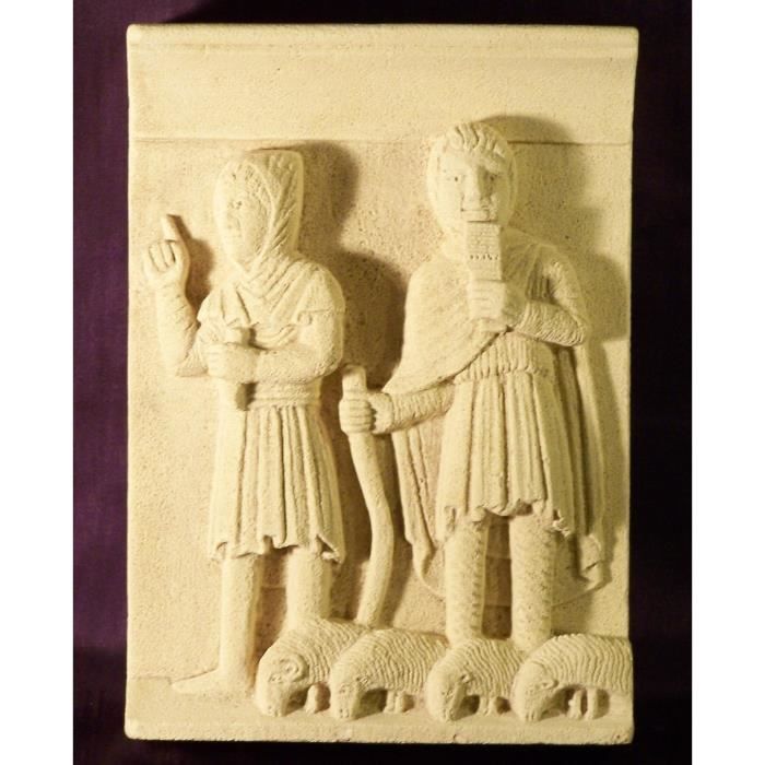 Bas relief médiéval pierre - Bergers médiévaux - Cdiscount Maison