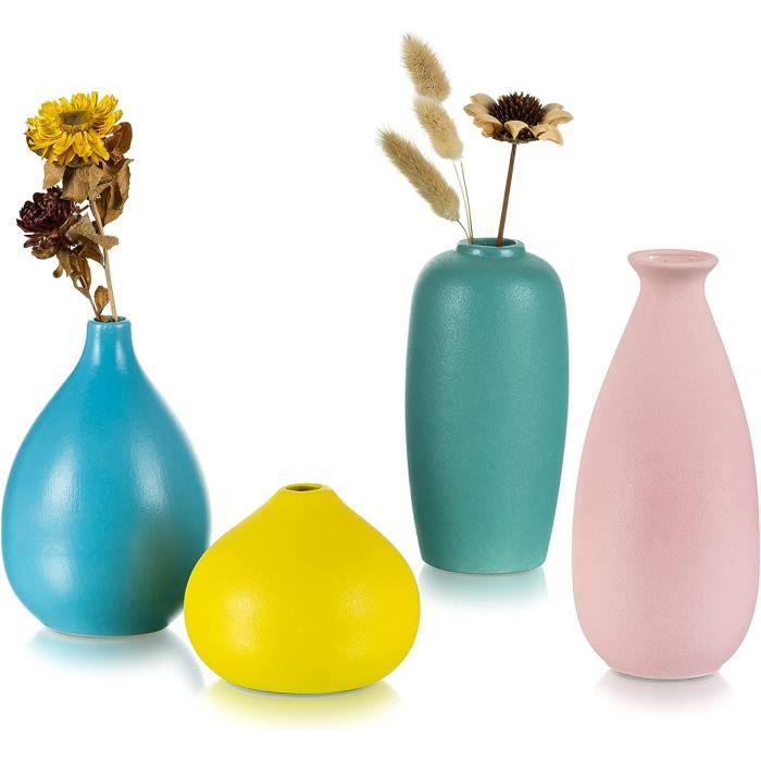 Petit Vase à Fleurs en CéRamique : Set de 4 Vases Modernes pour Fleurs ...