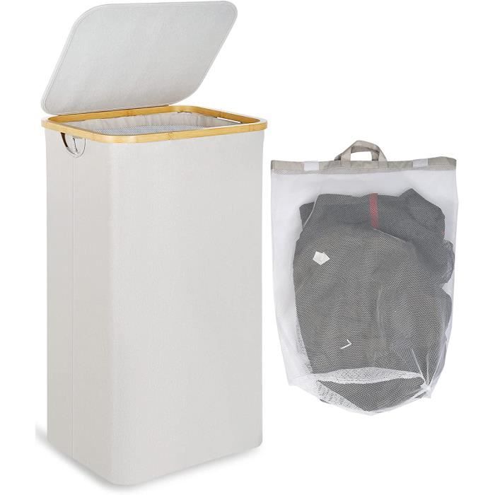 Bac a Linge Grand Panier à Linge avec Couvercle 100L, avec Poignées en ...