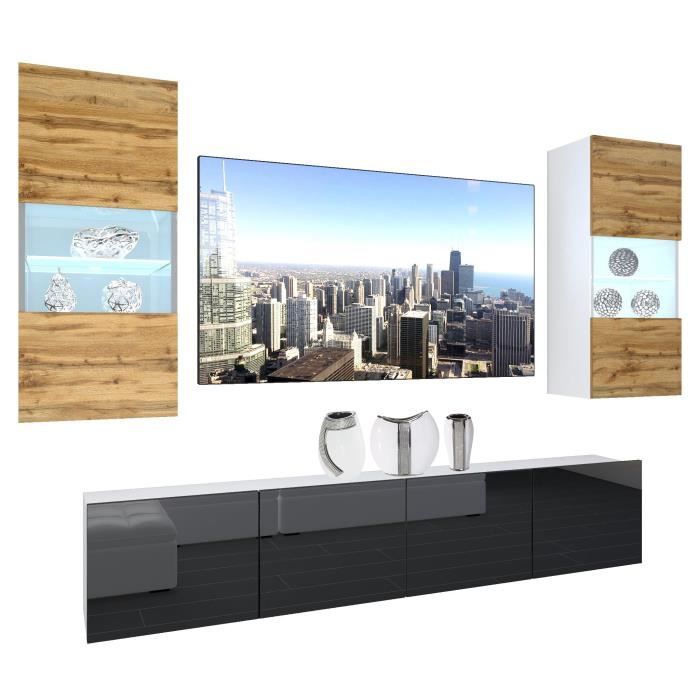 Ensemble meuble TV mural - BELINI - NEX 7/0/W/DWB/0/0/PP - LED ...
