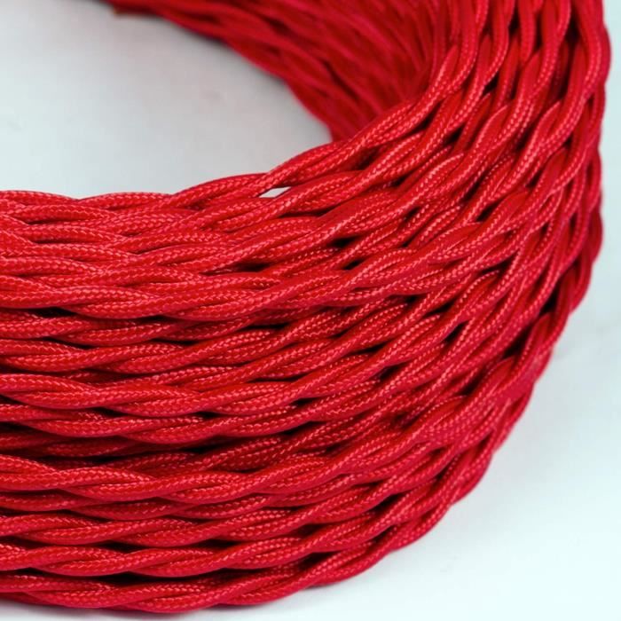 Câble Électrique Textile Couleur Rouge, Torsadé, Soie, 30 Mètres, Avec ...