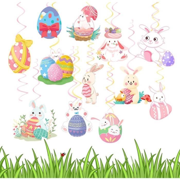 12 Pièces Easter Hanging Swirl Decorations, Tourbillons Plafond ...