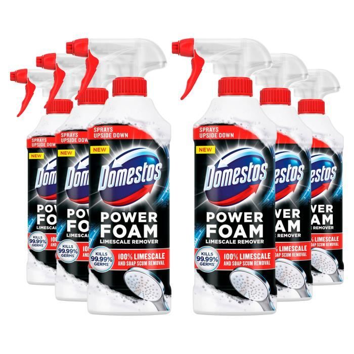 Domestos Power Foam Toilet & Bathroom Cleaner Spray Limescale Remover 6 ...