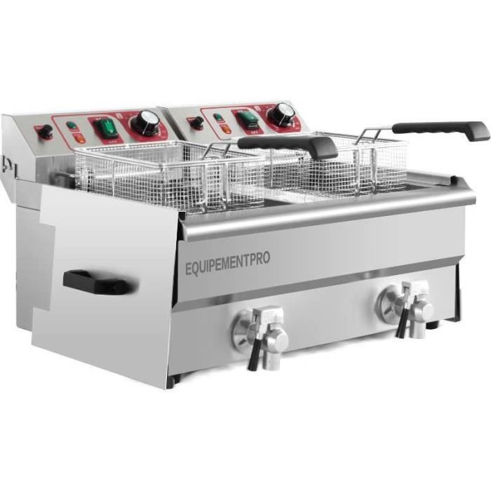 Friteuse électrique 2x16 litres professionnelle friteuse en inox ...