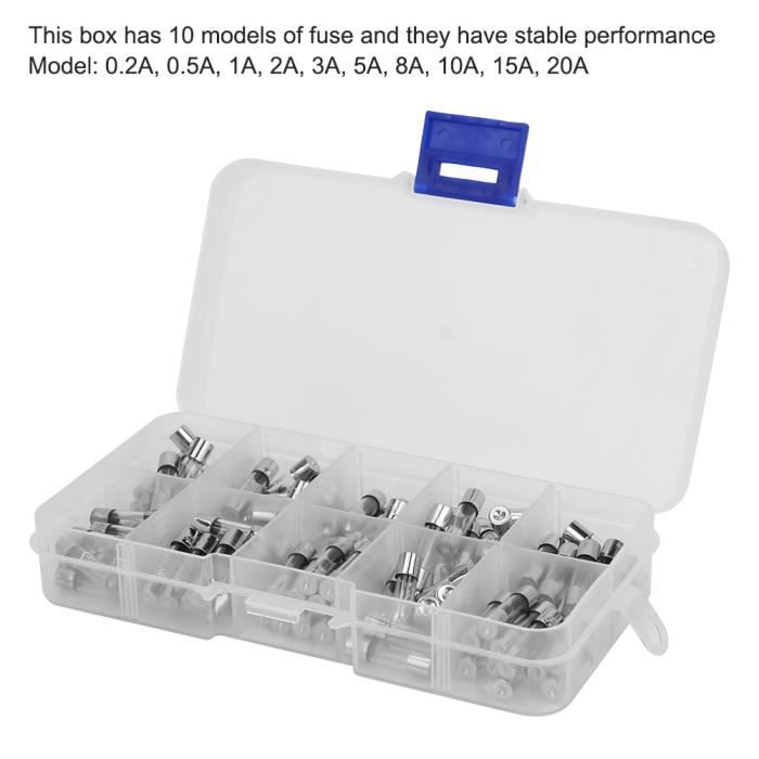 Fusible de tube de verre Fuse kit, 100-piece glass tube fuse assortment ...
