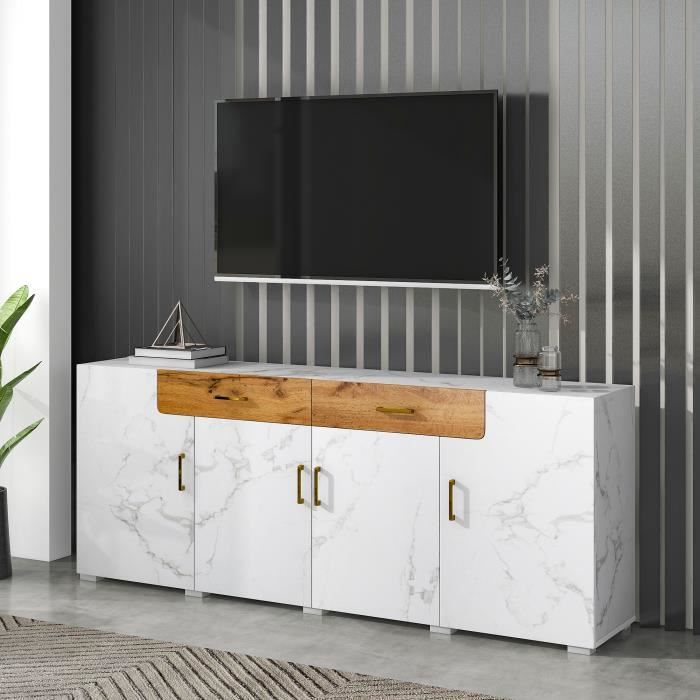 Buffet bas 4 portes et 2 tiroirs, Meuble de rangement - Meuble TV ...