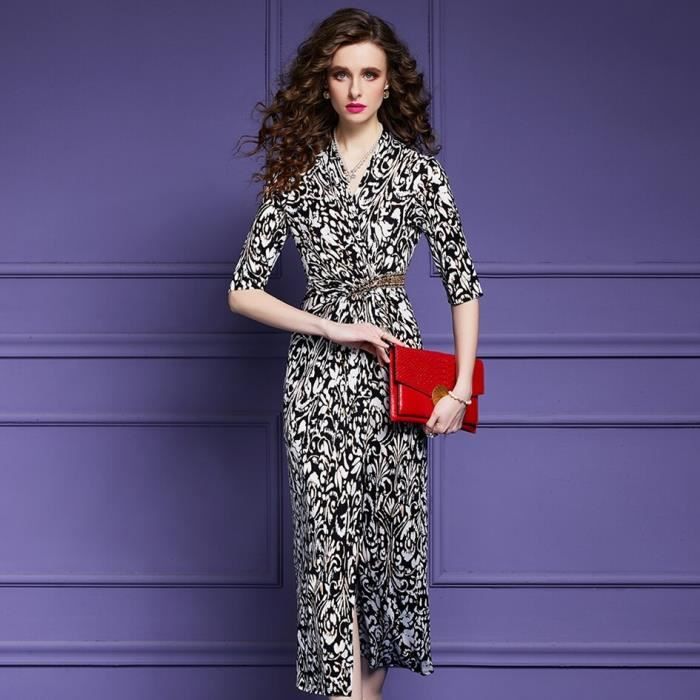 CRAZE Femmes automne col en v Robe crayon haut bureau Cocktail Robe ...