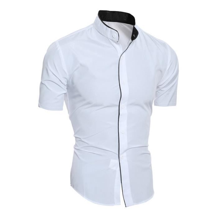 Chemises hommes - Col montant Couleur unie Decontracte chic Simple ...