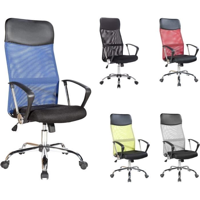 Chaise De Directeur, Fauteuil De Bureau, Roulettes, Noir Bleu, Hauteur ...