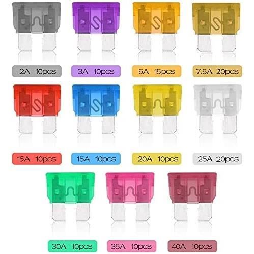 150 pcs Voiture Standard Fusibles Assortiment Lame Fusible 2A 3A 5A 7.5A 10A 15A 20A 25A 30A 35A ...