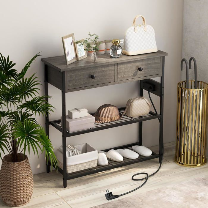 COSTWAY Table Console - 2 ports USB (5V-2A) et 2 Prises à 3 Trous ...