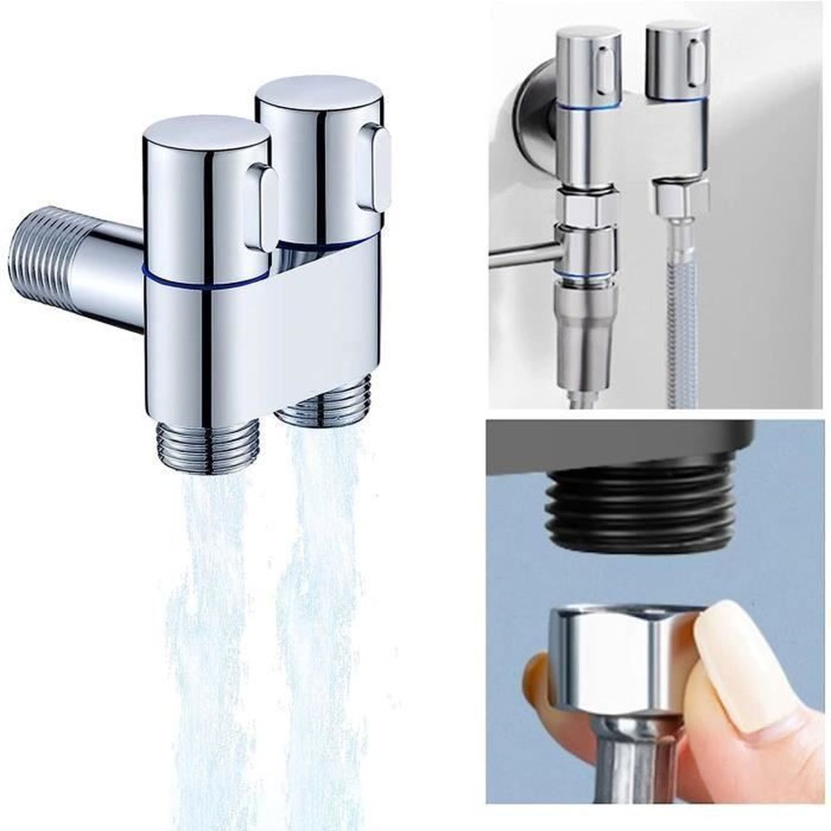 Double Commutateur Vanne de Toilette, Douchette Toilette WC, Robinet ...