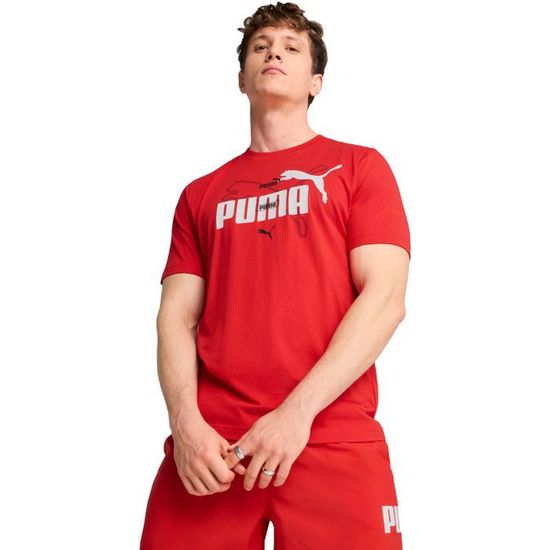 T-shirt Puma Ess Logo Lab Summer Tee, Rouge, Homme Rouge - Cdiscount ...