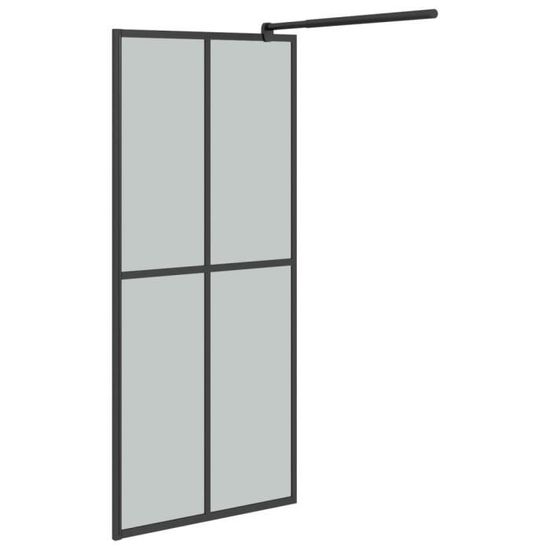 Paroi de douche avec étagère Noir 90x195 cm Verre ESG&Aluminium ...