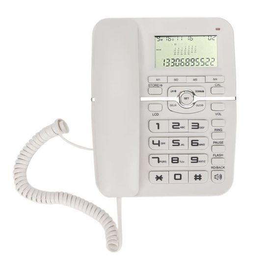 TMISHION Téléphone filaire standard Téléphone filaire de bureau KX‑T2028CID 4 groupes de ...