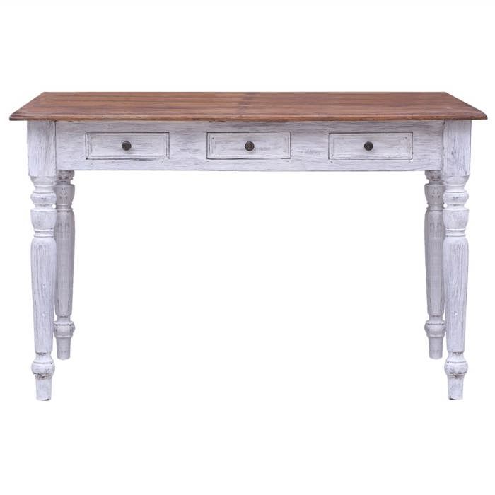 Bureau - MANGO - avec tiroirs - blanc - 117x57x75 cm - bois d'acajou ...