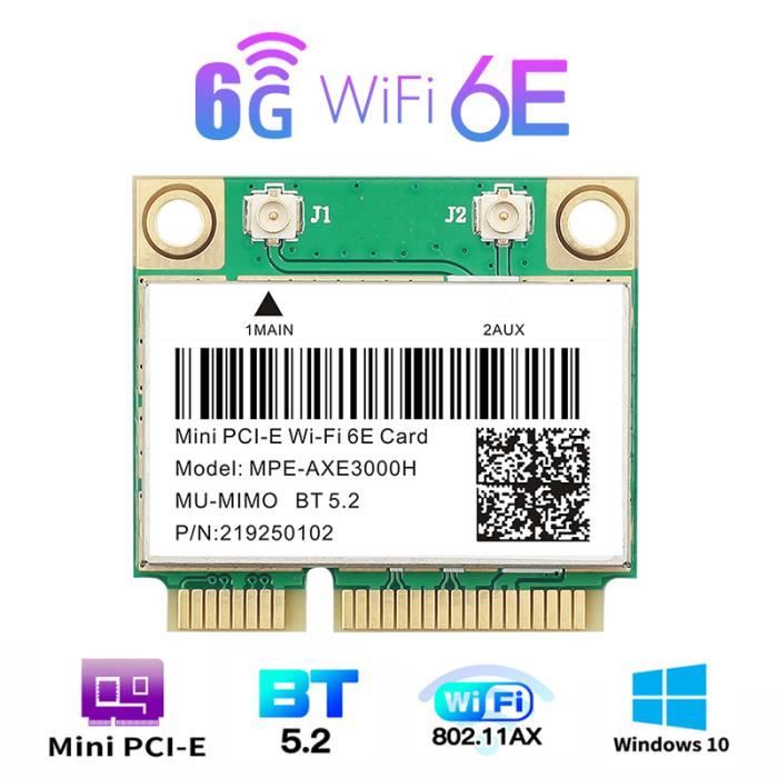 WiFi 6E MPE-AXE3000H - Carte Wifi 6e Ax210hmw Mini Pci-e Intel Ax210, 5374 Mb-s, Bluetooth 5.3 ...