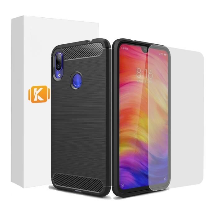 Pack Xiaomi Redmi Note 7 - 1 Coque Silicone + 1 Verre Trempé - Fibre de ...