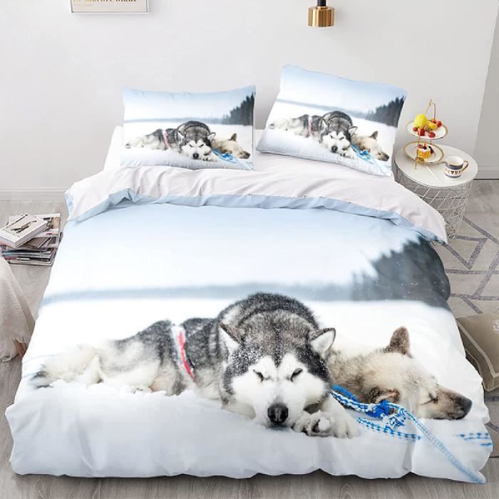 Parures De Lit 3 Pièces Sets 3D Animaux Colley Chiens De Chasse Motif 100% Microfibre Simple ...