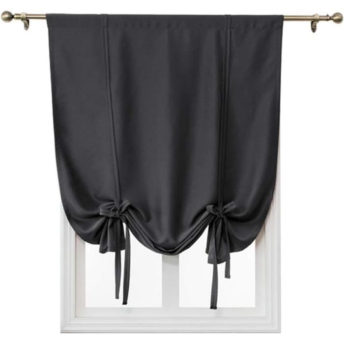 Rideau Occultant Court Et Solide À Nouer Avec 1 Panneau À Passe-Tringle ...
