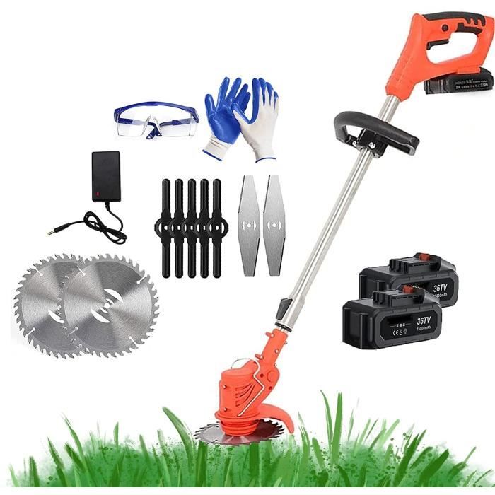 36V Coupe-Bordures sans Fil - Coupe-Herbe De Jardin avec Tige Télescopique + 2 Batterie ...