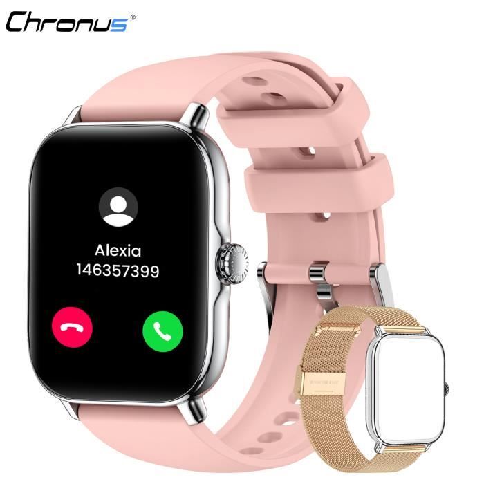 CHRONUS Montre Connectée Femme Écran carré de 1,91″ avec Connexion à Une Touche pour Les Appels ...