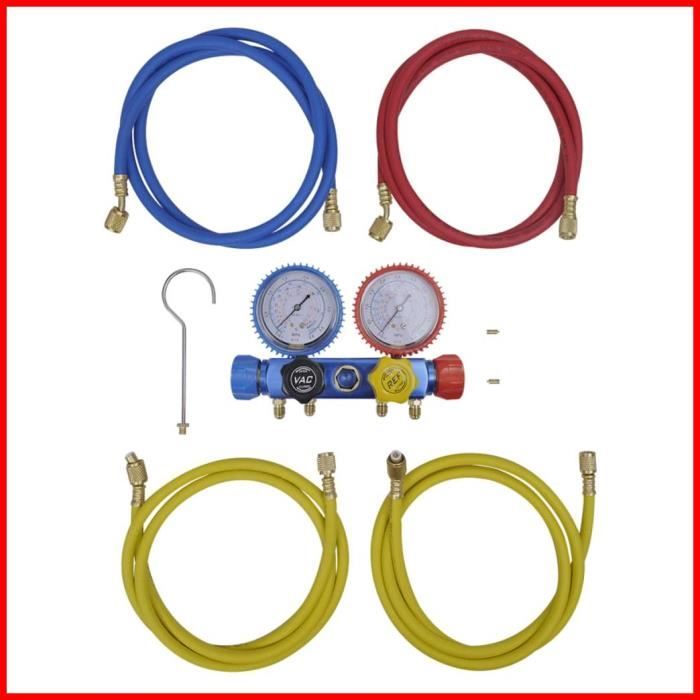 Manifold 4 voies - DRFEIFY - Set avec 4 flexibles - Vanne en aluminium ...