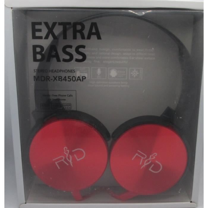 Casque Bluetooth - Extra Bass - Rouge - 40 mm - 50 mW - Sans fil ...